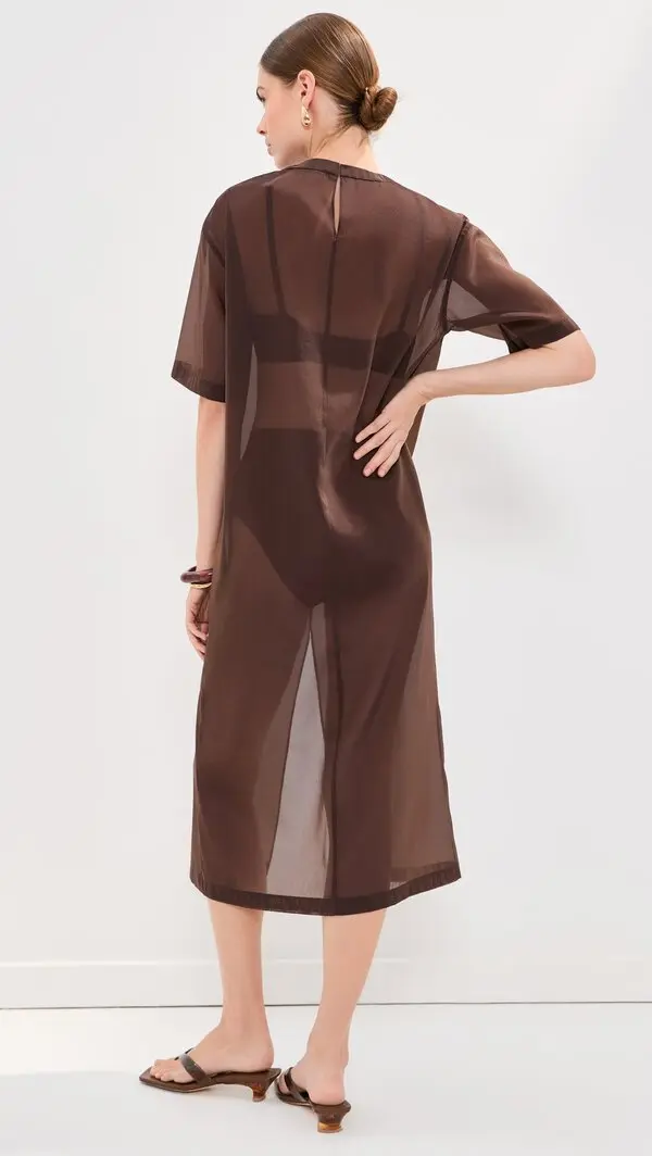 LE BOP Organza Midi Dress - Coffee Bean