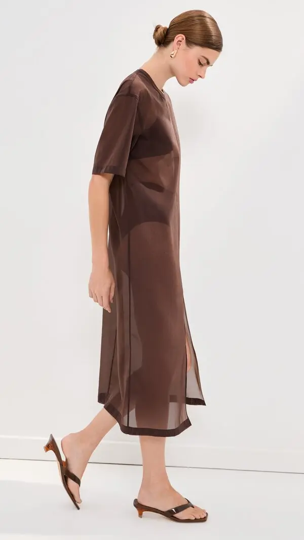 LE BOP Organza Midi Dress - Coffee Bean