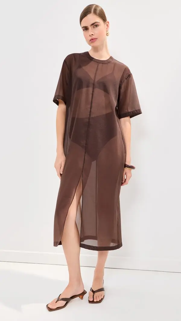 LE BOP Organza Midi Dress - Coffee Bean