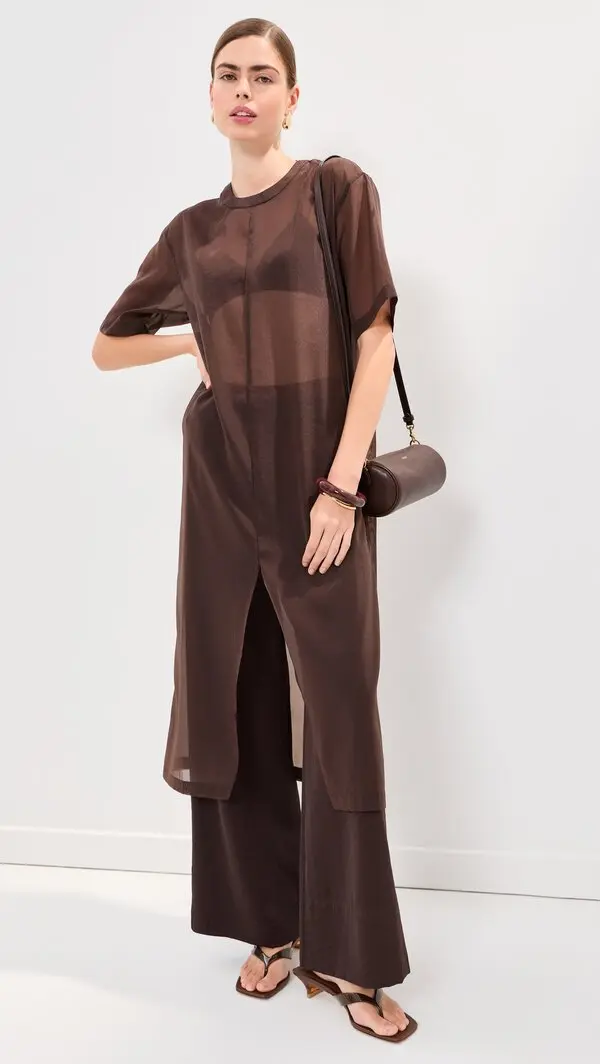 LE BOP Organza Midi Dress - Coffee Bean