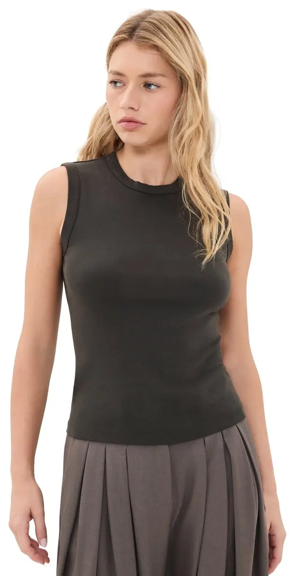 Enza Costa New Classic Supima Cotton Sleeveless Tee - Espresso