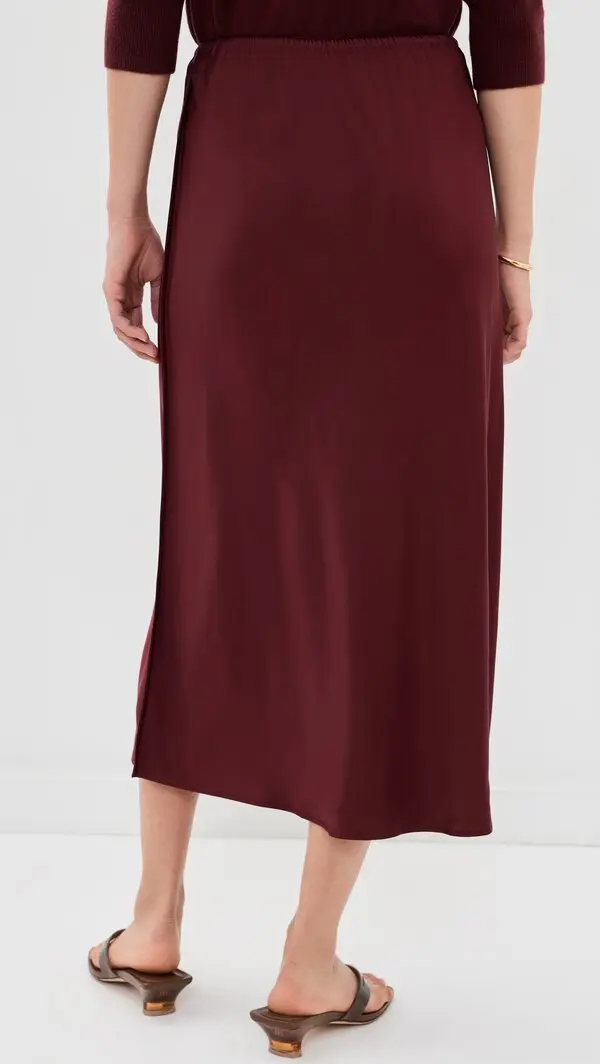Vince Pull-on Satin Midi Skirt