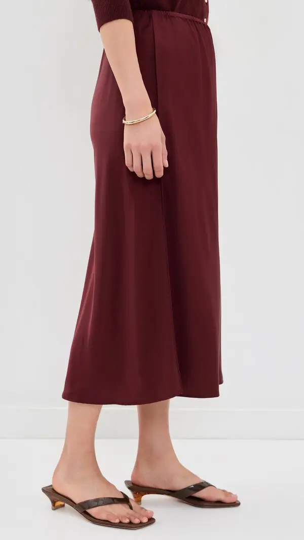 Vince Pull-on Satin Midi Skirt