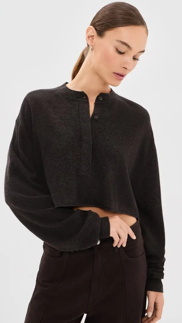 Le Kasha Bulgan Cashmere Cropped Sweater - Chocolate