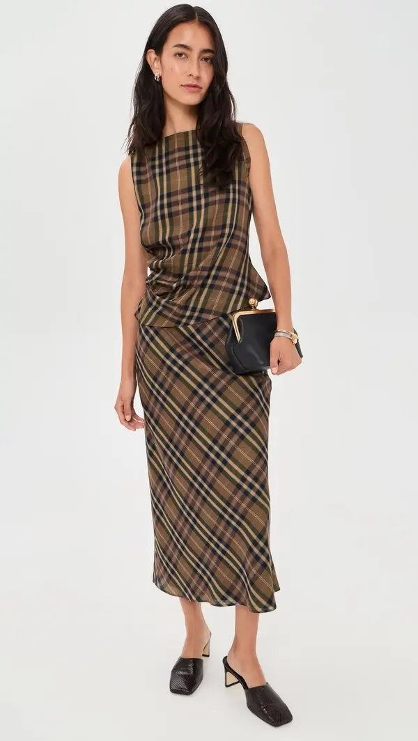 Joe's Jeans Plaid Boat Neck Sleeveless Top