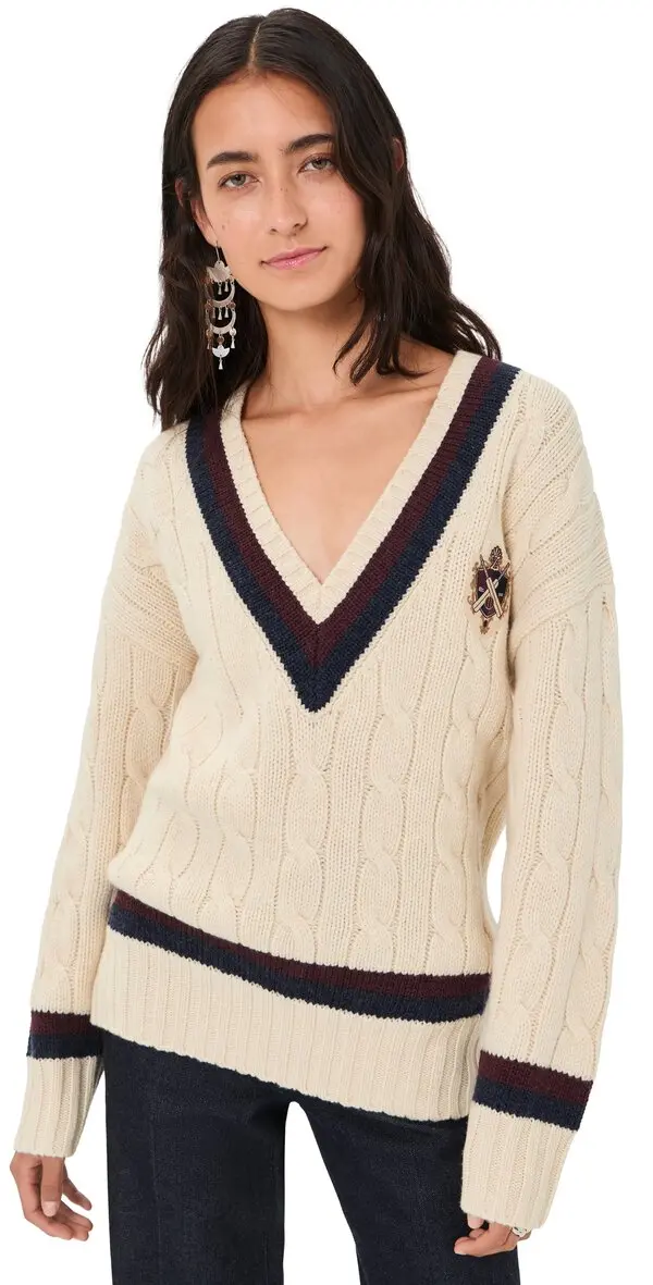 Zimmermann Valiant Cable Knit Sweater With Chest Appliqu