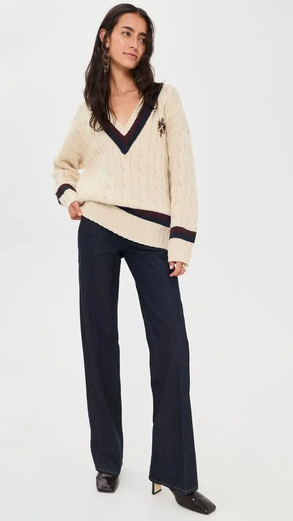 Zimmermann Valiant Cable Knit Sweater With Chest Appliqu