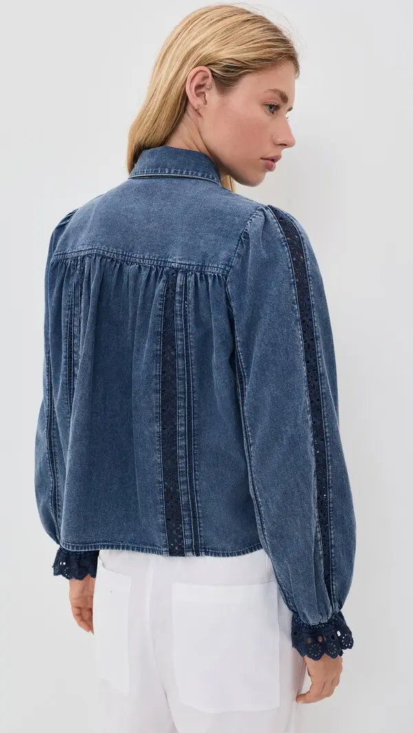 Rails Rowen Chambray Shirt With Eyelet Trim