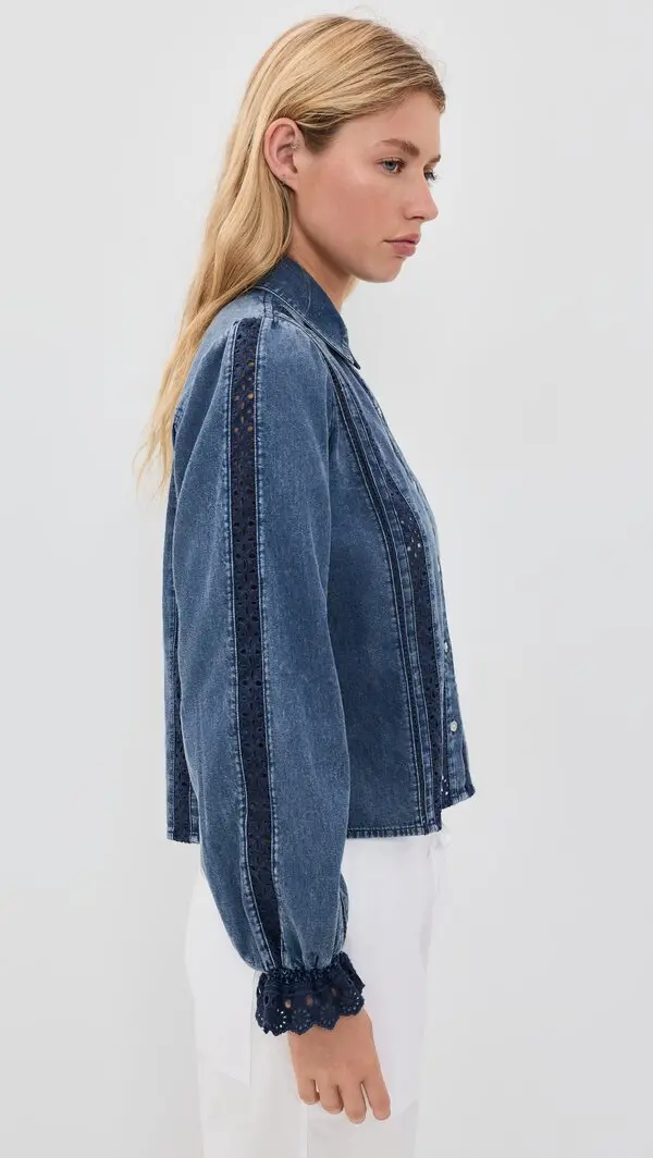 Rails Rowen Chambray Shirt With Eyelet Trim