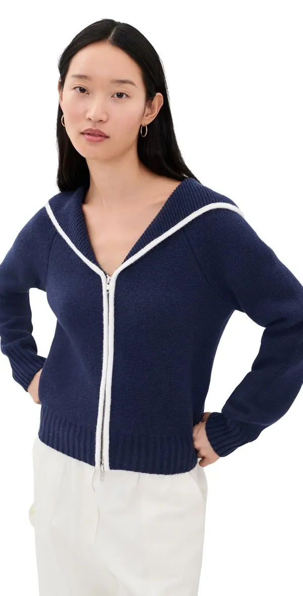 Good American The Knit Sailor Zip Up
