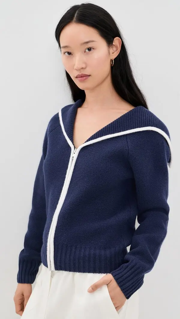 Good American The Knit Sailor Zip Up