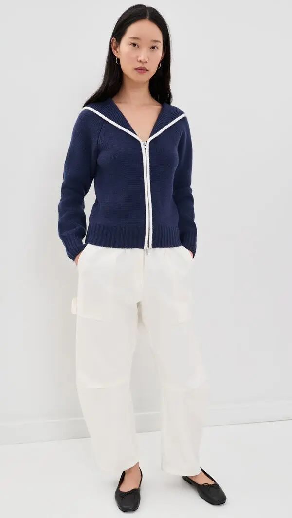 Good American The Knit Sailor Zip Up