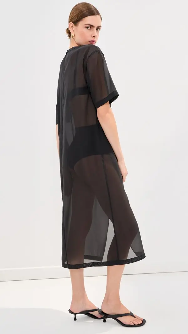 LE BOP Organza Midi Dress - Black