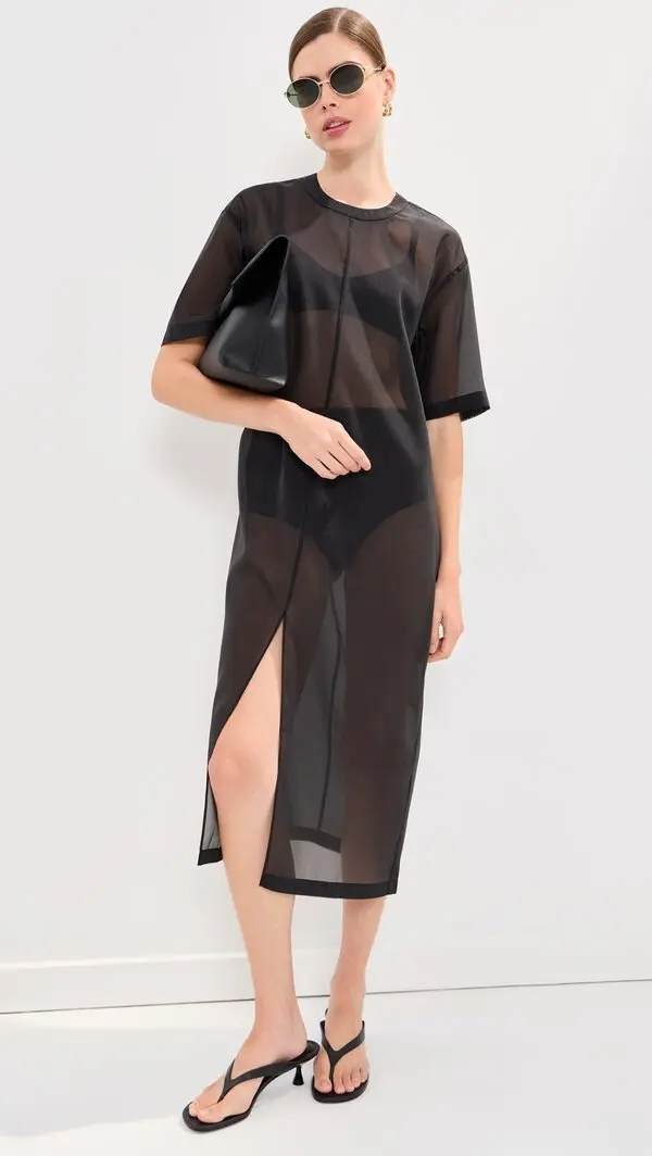 LE BOP Organza Midi Dress - Black
