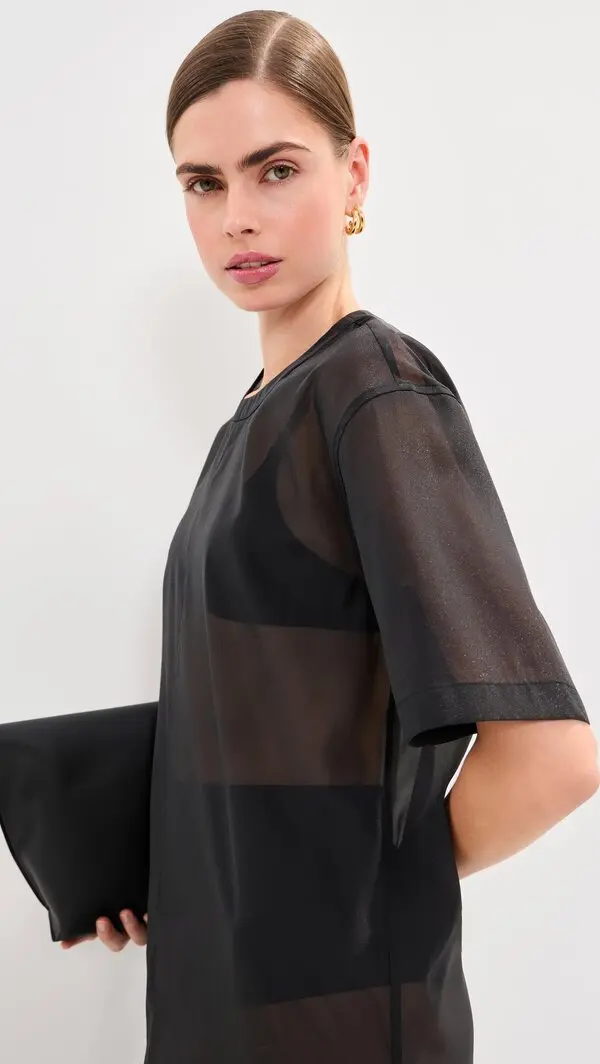 LE BOP Organza Midi Dress - Black