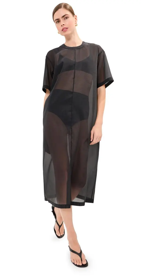 LE BOP Organza Midi Dress - Black