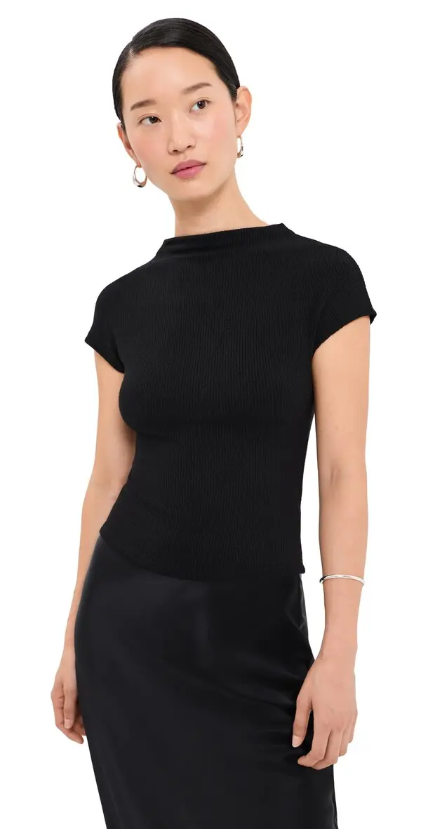 Sablyn Karlie Slit Neck Tee - Black