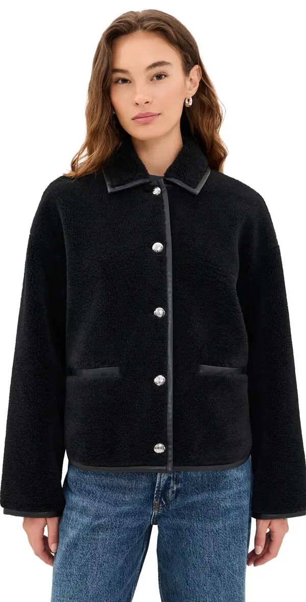 ANINE BING Camden Jacket With Faux Leather Trim - Black