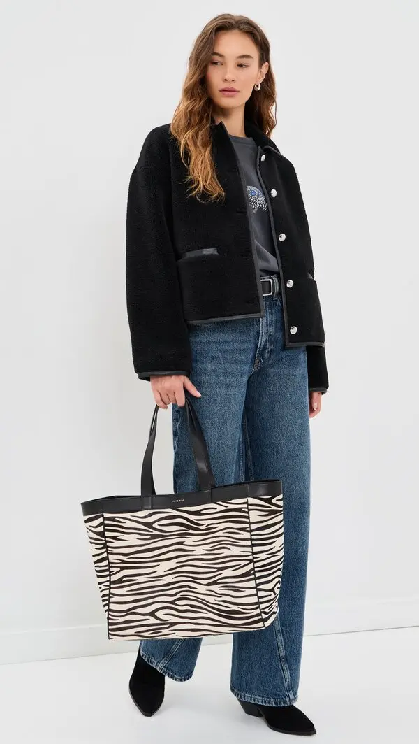 ANINE BING Camden Jacket With Faux Leather Trim
