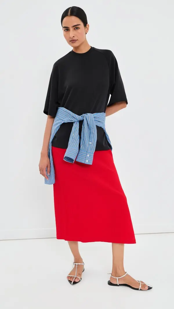 Tibi Featherweight Neoprene Baseball Tee