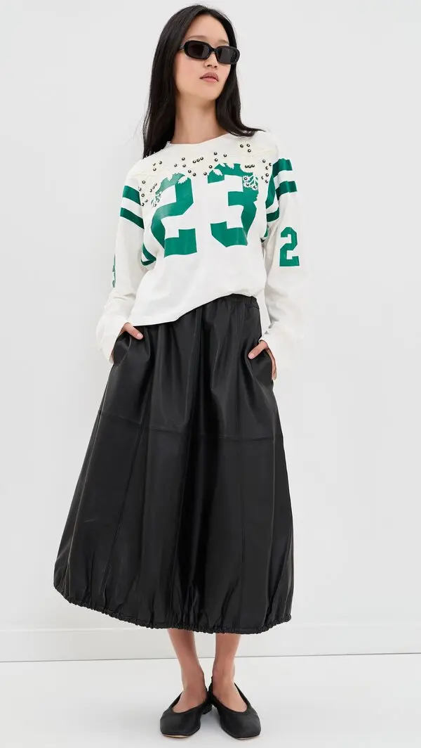 Sea Caitlin Leather Midi Skirt