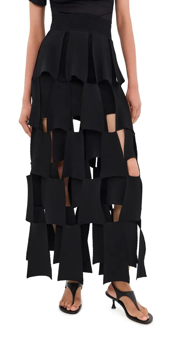 A.W.A.K.E. Mode A. W.a. K.e. Mode Knitted Multi Trapeze Skirt - Black