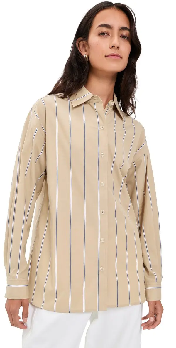 APIECE APART Isolde Striped Cotton Button-down Shirt - Sand/blue Stripe