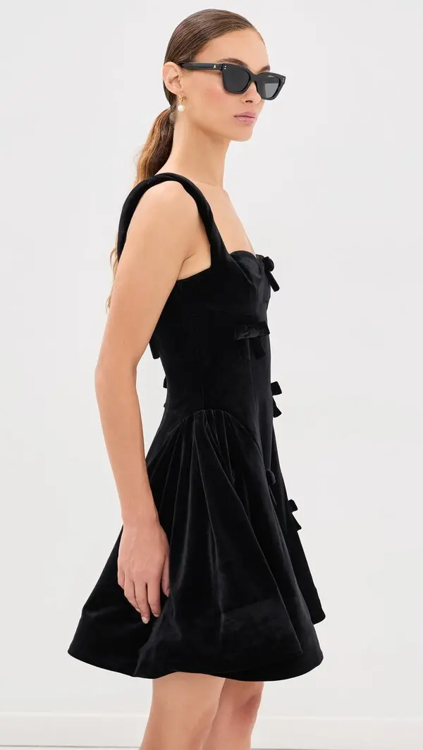 LEO LIN Ariel Velvet Bow Mini Dress