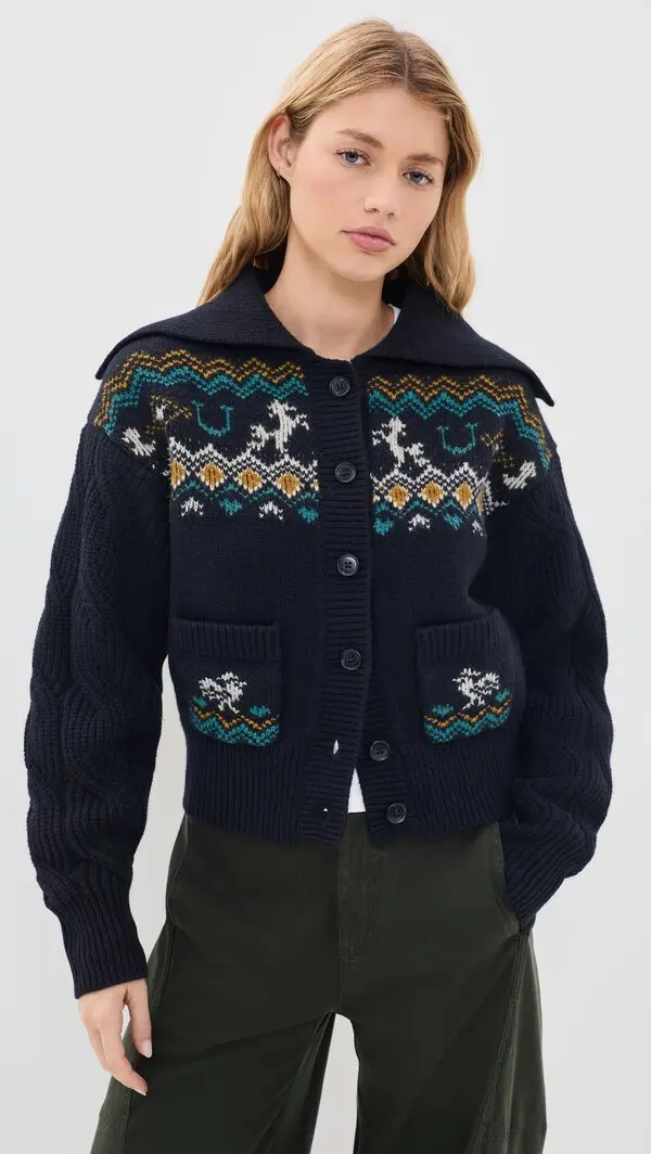 ALEMAIS Patsy Fair Isle Knit Cardigan