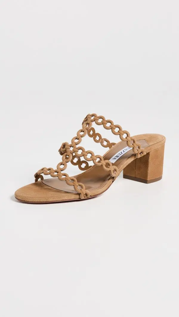 AQUAZZURA Infinity Chain Suede Mules 50mm