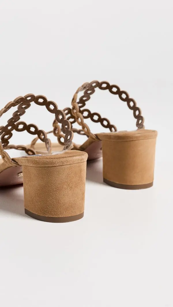 AQUAZZURA Infinity Chain Suede Mules 50mm
