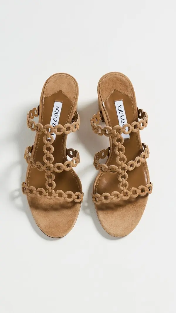 AQUAZZURA Infinity Chain Suede Mules 50mm