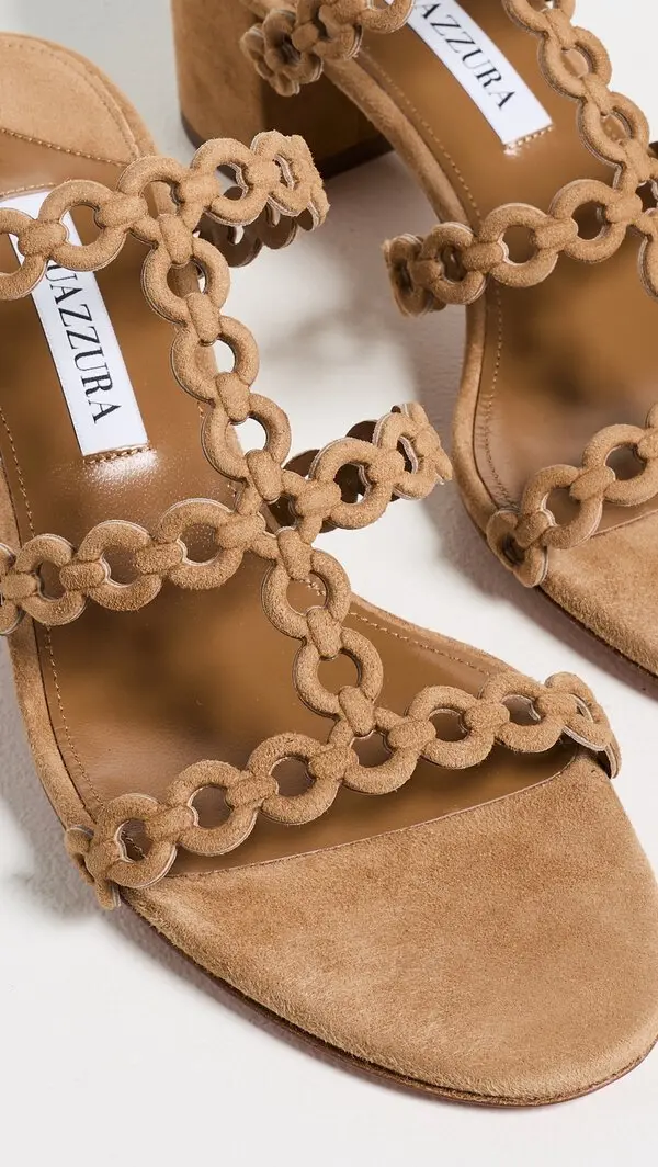 AQUAZZURA Infinity Chain Suede Mules 50mm