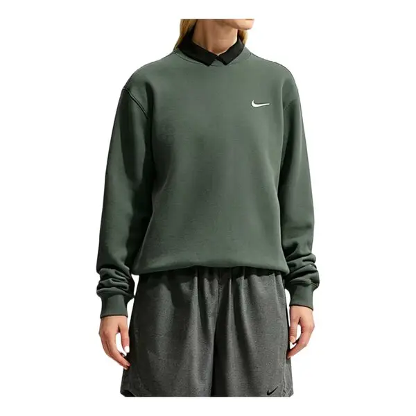 Nike Studio Fleece Medium Weight Crew - Camo Green/sail
