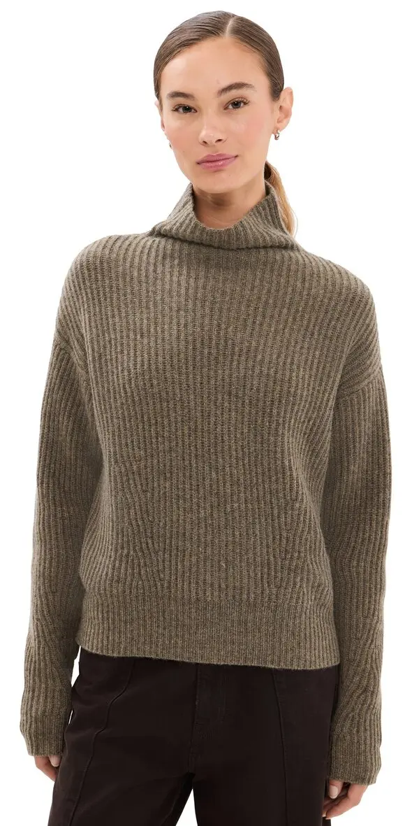 Le Kasha Verbier Cashmere Ribbed Mock Neck Sweater - Olive