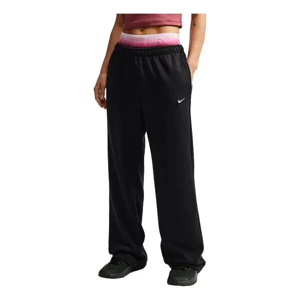 Nike Studio Fleece Sport Dri-fit Open-hem Pants - Black/white
