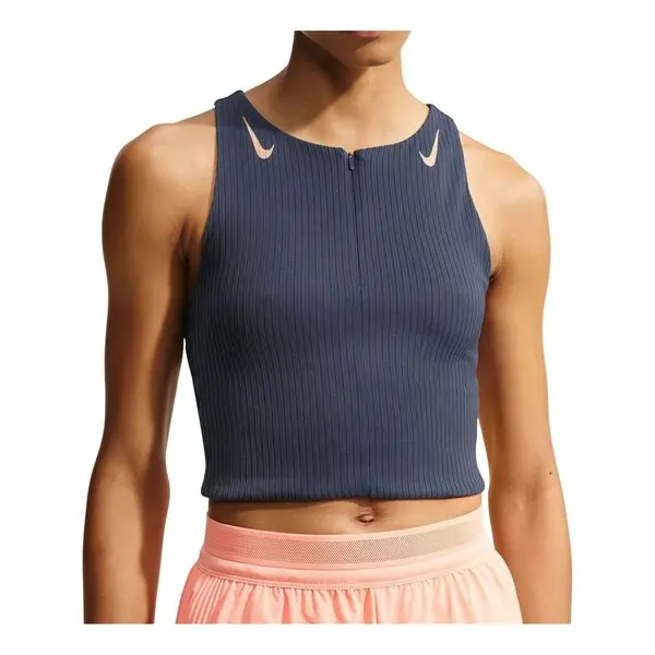 Nike X Keely Hodgkinson Aeroswift Dri-fit Adv Cropped Tank Top - Thunder Blue/linen
