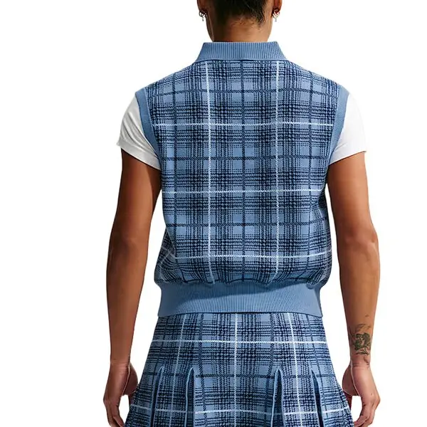Nike Fairway Fresh Plaid Sweater Vest 'work Blue White