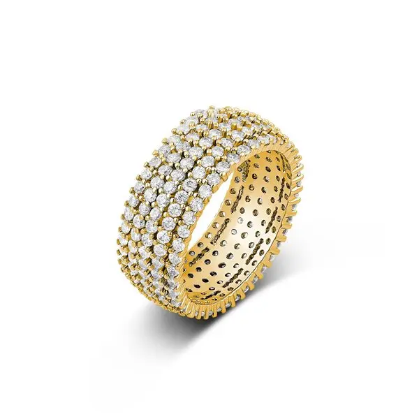 SHYMI Pave Cigar Ring With Cubic Zirconia In 14k Filled - Gold