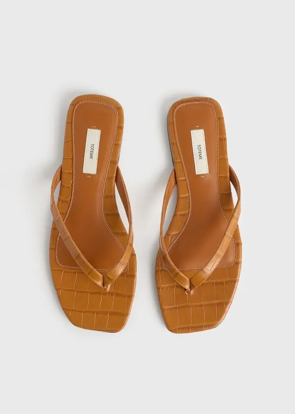 TOTEME Croc-embossed Flip Flops