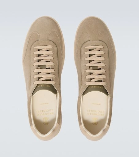 Brunello Cucinelli Suede And Leather Trimmed Sneakers