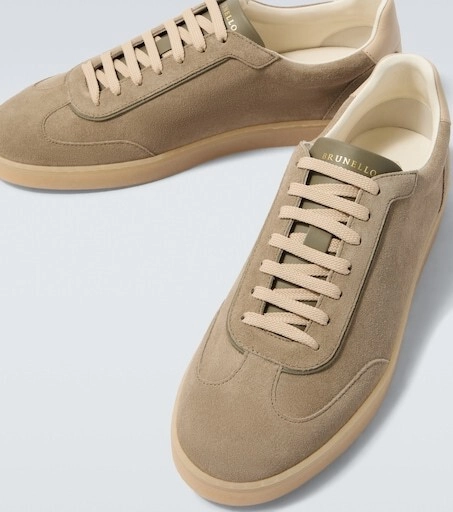 Brunello Cucinelli Suede And Leather Trimmed Sneakers