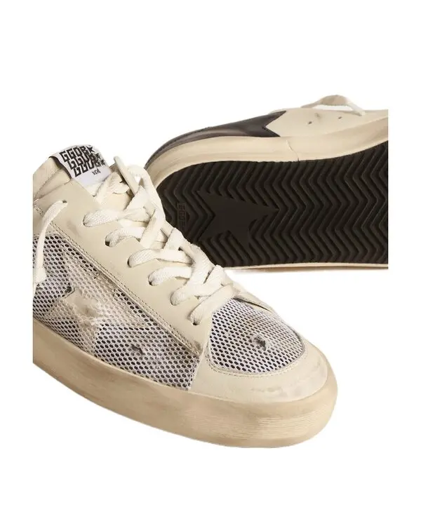 GOLDEN GOOSE Stardan Sneakers In White Leather And Mesh - Nude