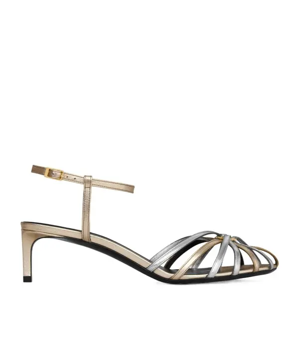 Celine Triomphe Sandal In Laminated Calfskin