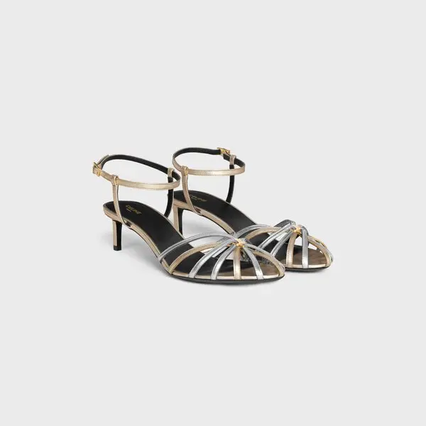 Celine Triomphe Sandal In Laminated Calfskin