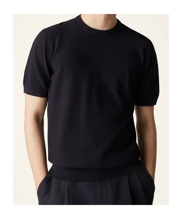 Loro Piana Walkery Knitted Round Collar Short Sleeves