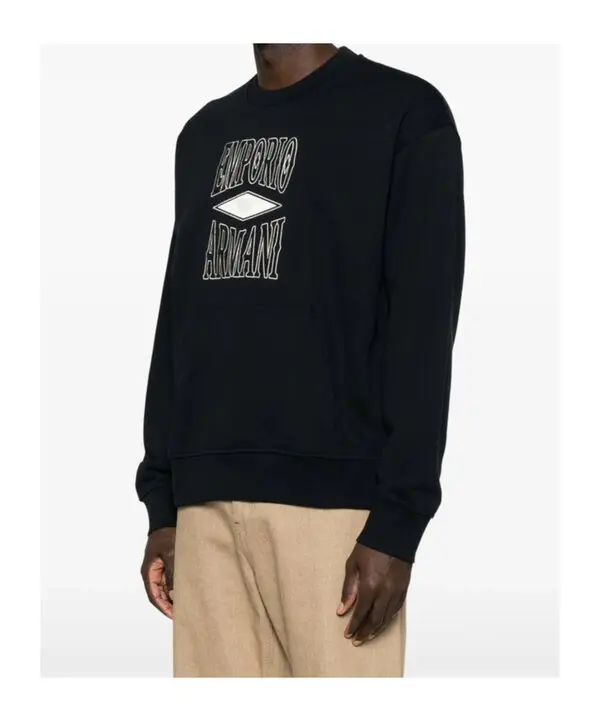 Emporio Armani Logo-embroidered Zip-slit Sweater