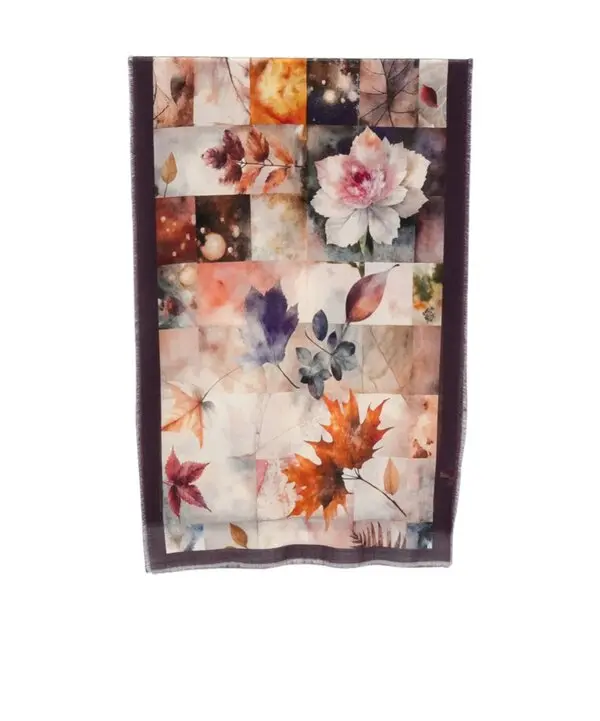 D'ANIELLO Leaf-print Frayed Scarf - No