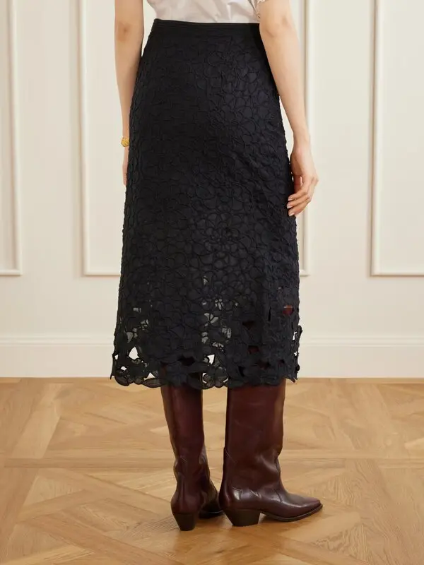 Isabel Marant Étoile Ryesha Embroidered Midi Skirt - Black