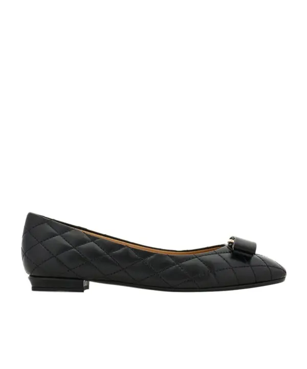 FERRAGAMO Quilted Ballet Flats With Vara Bow Detail